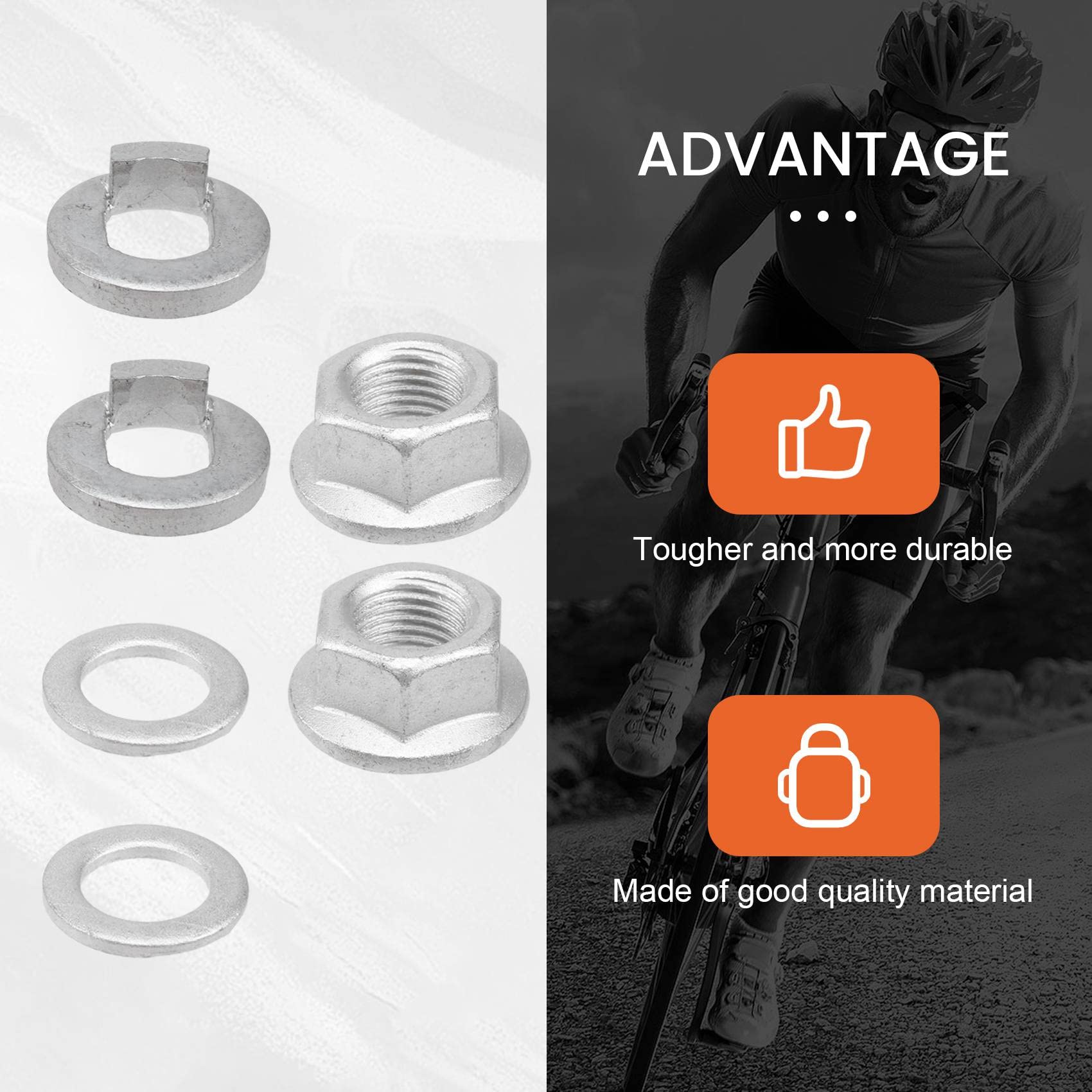 Erpmlyo E-Bike Electric Bicycle Hub Motor Axle M12 Rear Lock Nut/Lock Washer/Spacer/Nut Cover with 12mm Shaft