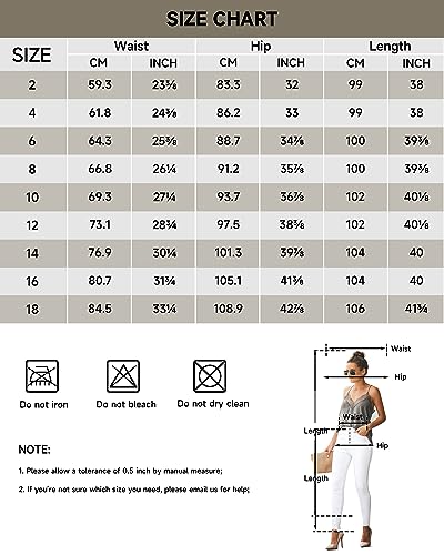 POTILI Women's High Waisted Jeans for Women Distressed Ripped Jeans Butt Lifting Skinny Stretch Denim Pants White Size 14