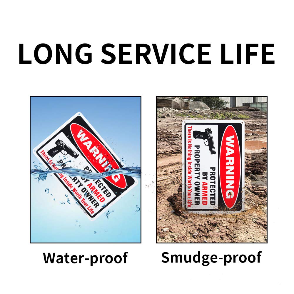 Enjoyist 3-Pack Gun Sign, There is Nothing Here Worth Your Life, Protected by Armed Property Owner Sign, 10"x 7" .04" Aluminum Reflective Sign Rust Free Aluminum-UV Protected and Weatherproof