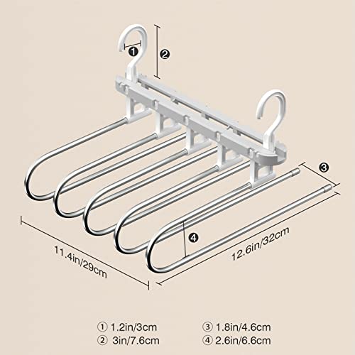 Roylvan Pants Hangers Space Saving, 2 Pack for Closet Clothes Hanger Organizer Jean Hangers Pants Rack for Trousers Skirts Scarf, Non Slip Hangers Space Saving for Closet, Dorm Room, Travel