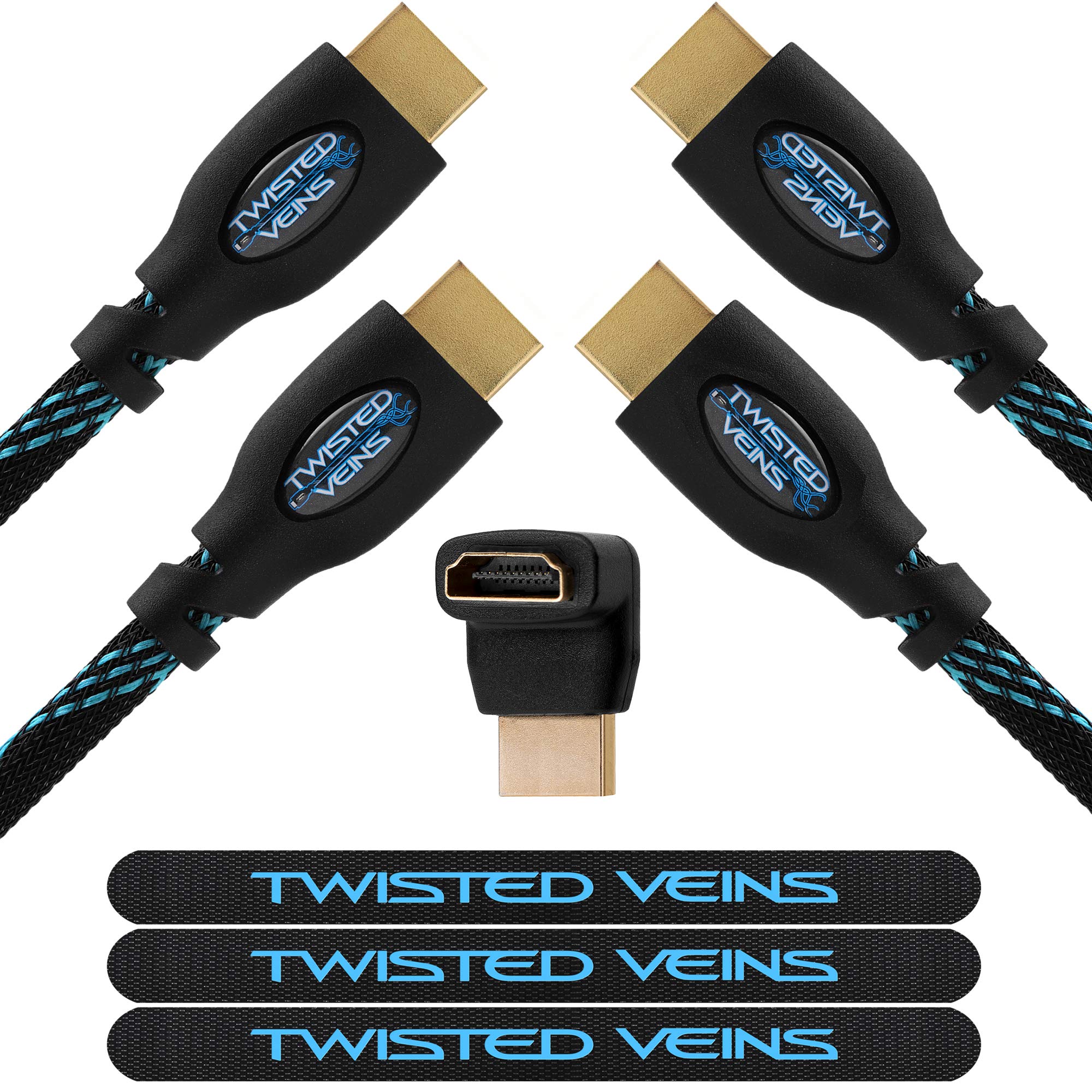 Twisted Veins HDMI Cable 10 ft / 3m, 2-Pack, Premium HDMI Cord Type High Speed with Ethernet, Supports HDMI 2.0b 4K 60hz HDR on Most Devices and May Only Support 4K 30hz on Some Devices