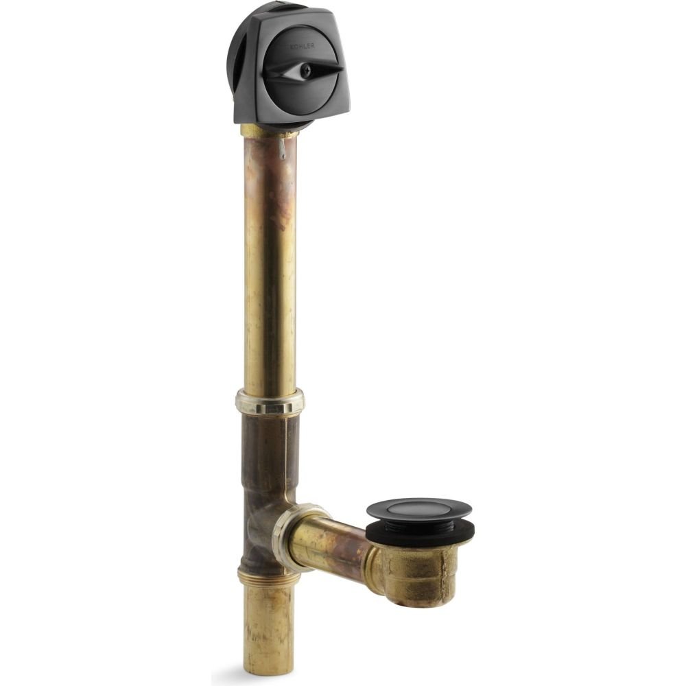 Kohler K-7160-TF-BKB Clearflo 1-1/2" Adjustable Pop-Up Drain with Through-The-Floor Installations for 14"-16" Deep Baths, Brushed Black