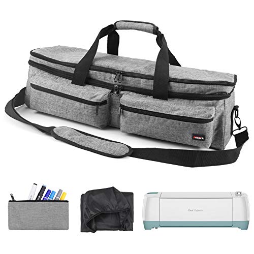 Suteck Double-Layer Carrying Bag for Cricut Explore Air (Air2), Tote Bag Compatible with Cricut Maker, Silhouette Cameo 3, Gray