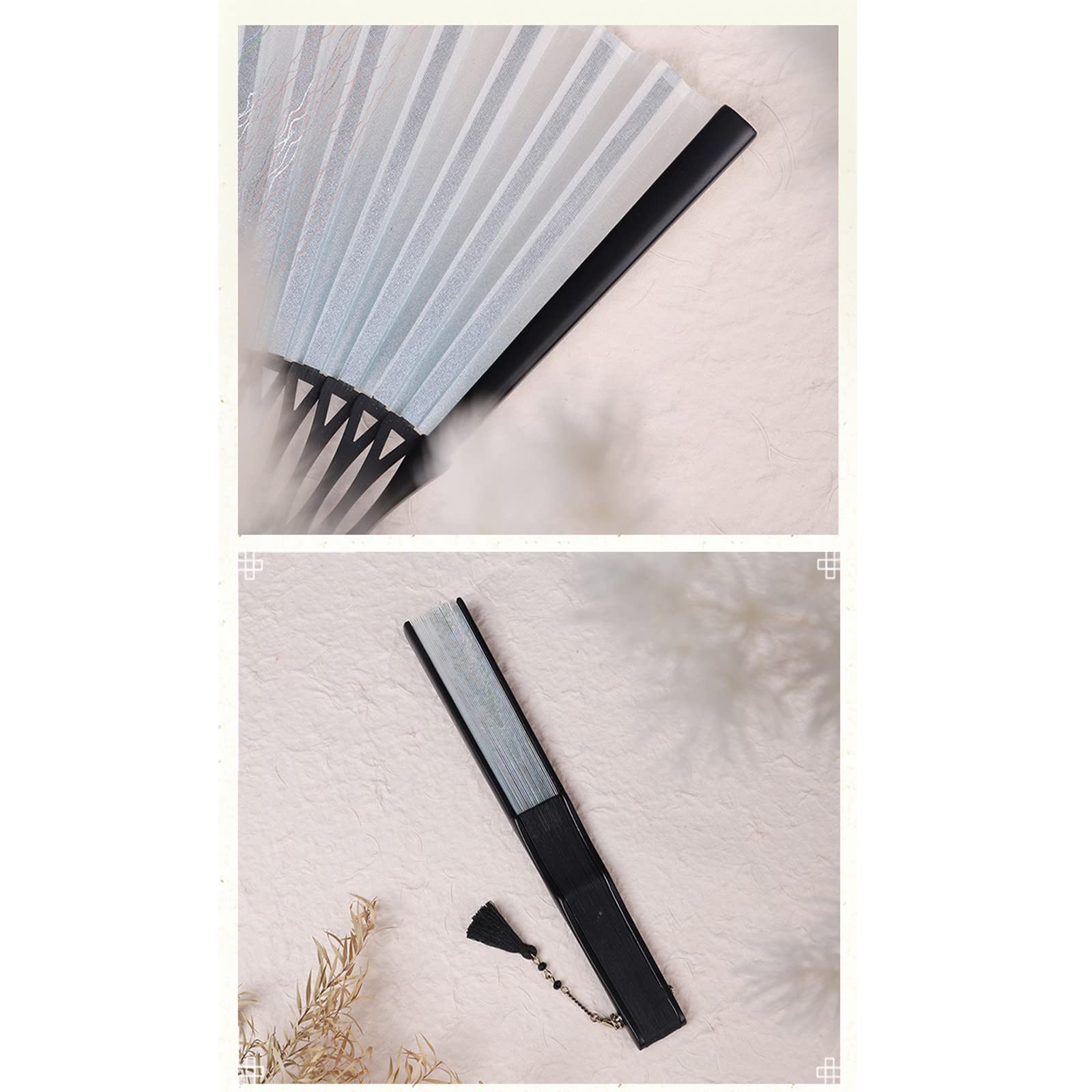 ERTUO Chinese Folding Fan Hand-held Fan Summer Ancient Fan Hanfu Cheongsam Accessories Retro Portable Folding Small Fan