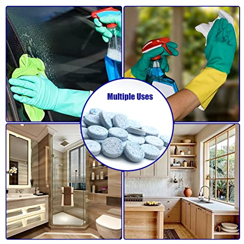 QUICTO 50 Pieces Car Windshield Washer Fluid Concentrated Clean Tablets,Easy to use, Windshield Wiper Fluid Solid Effervescent Tablet,Glass Solid Wiper Cleaning Tablets for Car Kitchen Window