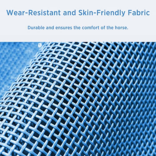 Rubor Mesh Fly Boots for Horse, Horse Leggins, Loose Fitting Fly Boots, Reduce Stomping, Horse Boots Leg Wraps Protection Gear Equine Set of 4 - Blue