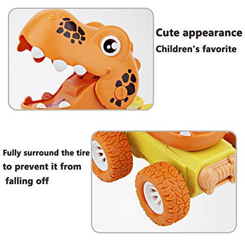 ZHFUYS Dinosaur Toy,Hand Press Push and Go Dino car Toy for 3+ Year Old boy & Girl Gift (Wheel Color Random)