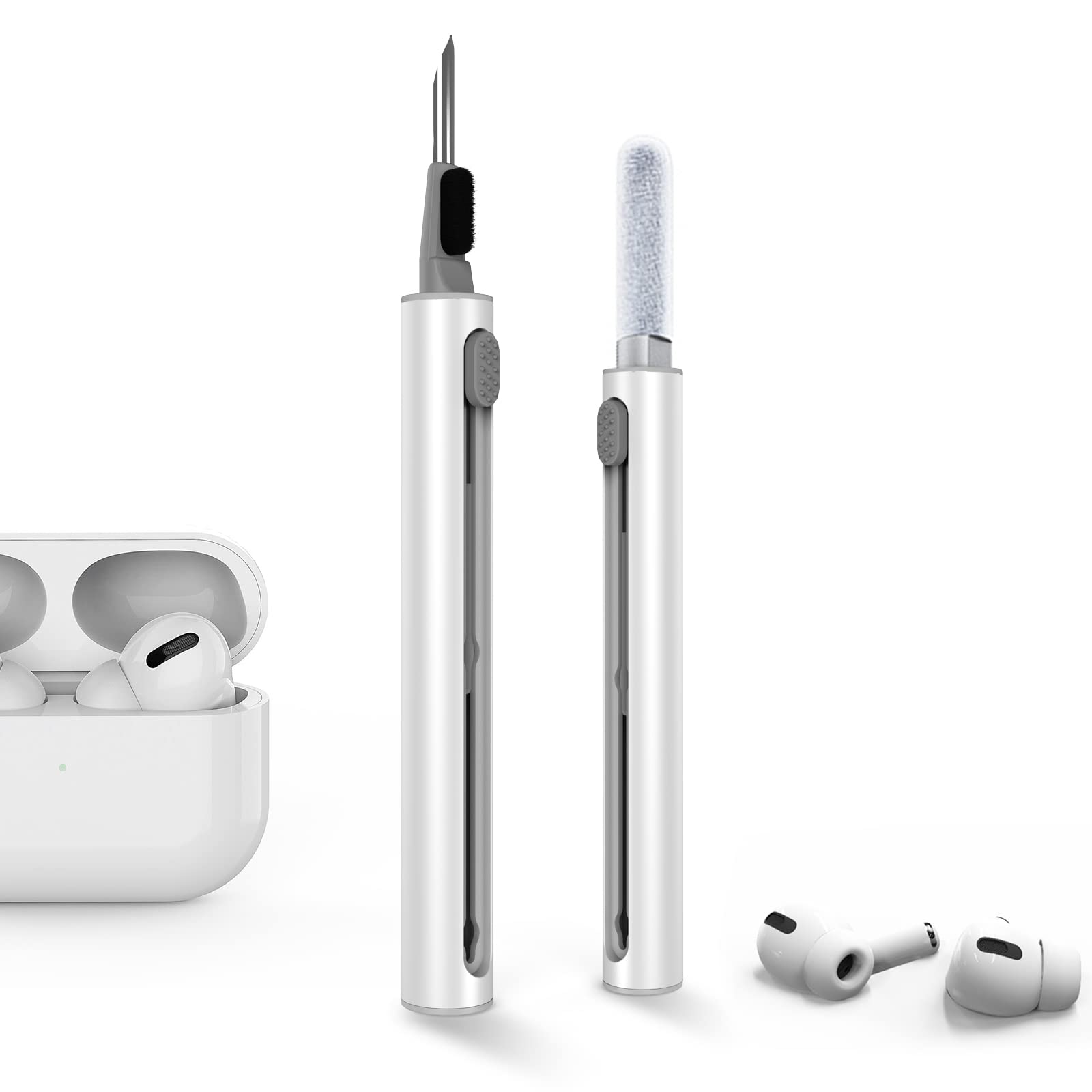 Cleaner Kit for Airpods,Bluetooth Earbuds 3 in 1 Multi-Function Cleaning Pen,for Airpods Pro 1 2 3 Phone Charging Port,Earbuds,Earpods,Earphone,Headphone, iPod,Case,iPhone,ipad,Laptop(White)
