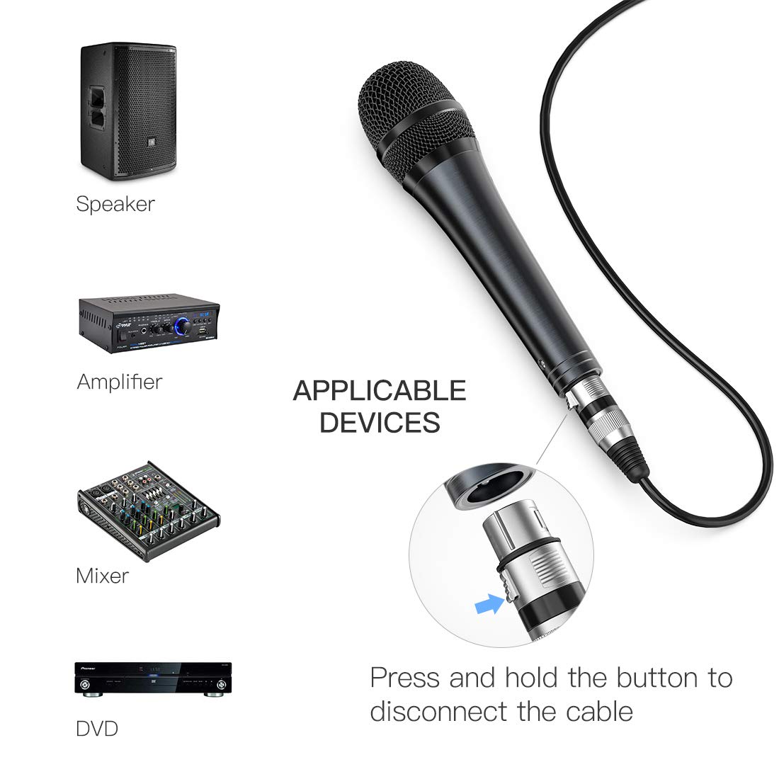 Fifine Karaoke Microphone, Dynamic Vocal Microphone for Speaker,Wired Handheld Mic with On and Off Switch and14.8ft Detachable Cable-K6