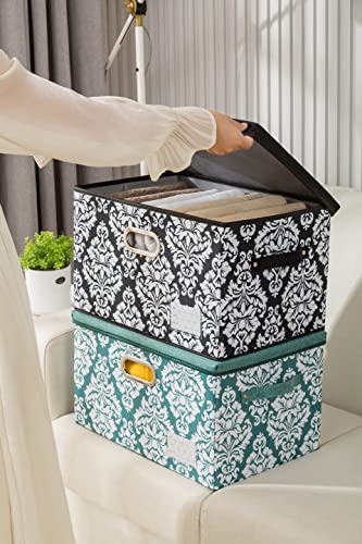 PRANDOM Large Collapsible Storage Bins with Lids [3-Pack] Fabric Foldable Storage Boxes Organizer Containers Baskets Cube with Cover for Home Bedroom Closet Office Nursery (17.3x11.8x10.4)