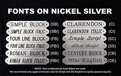 HALTER PLATE XLARGE THICK Notched Brass or Nickel Silver I.D. Plate .050" Thick Custom Engraved