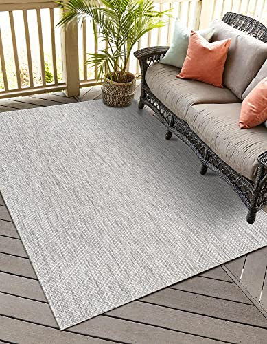 Rugs.com Outdoor Solid Collection Rug β 3' x 5' Light Gray Flatweave Rug Perfect for Entryways, Kitchens, Breakfast Nooks, Accent Pieces
