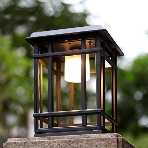 ZMY IP55 Waterproof Door Exterior Pillar Light Rainproof Aluminum Post Lighting Lawn Garden Retro Column Lantern Solar Outdoor Home Landscape Pathway Fixture