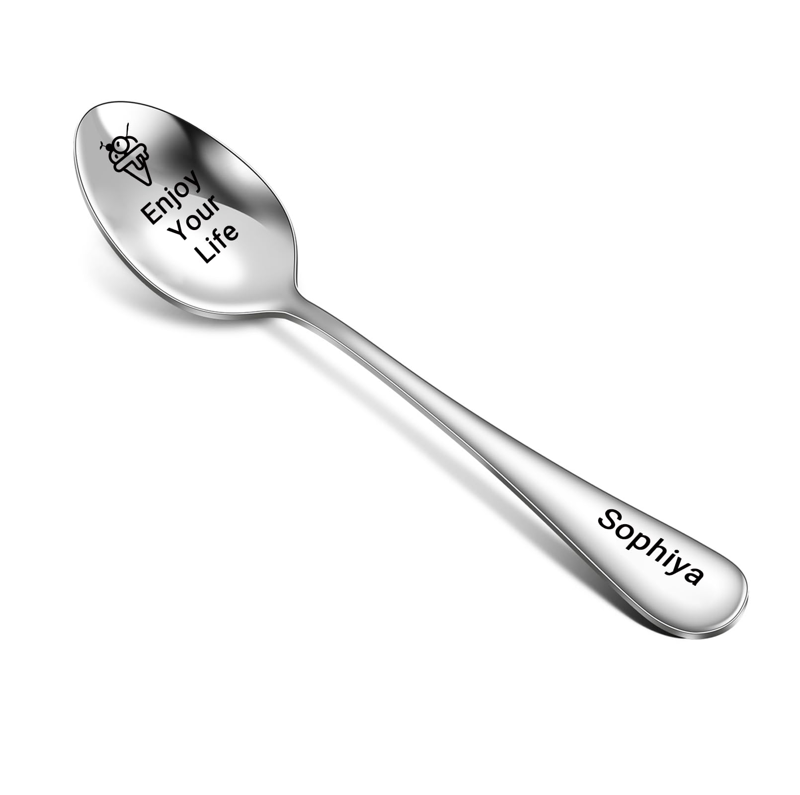 Personalized Custom tablespoon stainless steel,Custom Teaspoon stainless steel Engraved name ice cream Spoon Personalized Valentine's Day Easter Anniversary Wedding Gift (Silver)