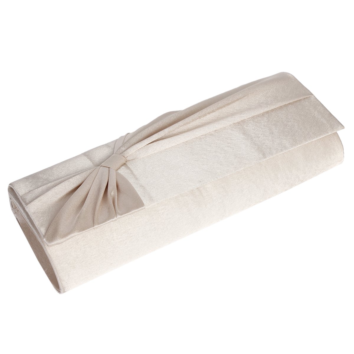 Damara Womens Large Satin Bowknot Prop Wedding Bridal Evening Clutch Bags,Champagne