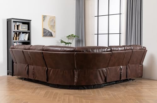 Kingway Living Room Furniture Sets, Large Sectional Couches with Cup Holders, Home Theater Sofa, Light Brown