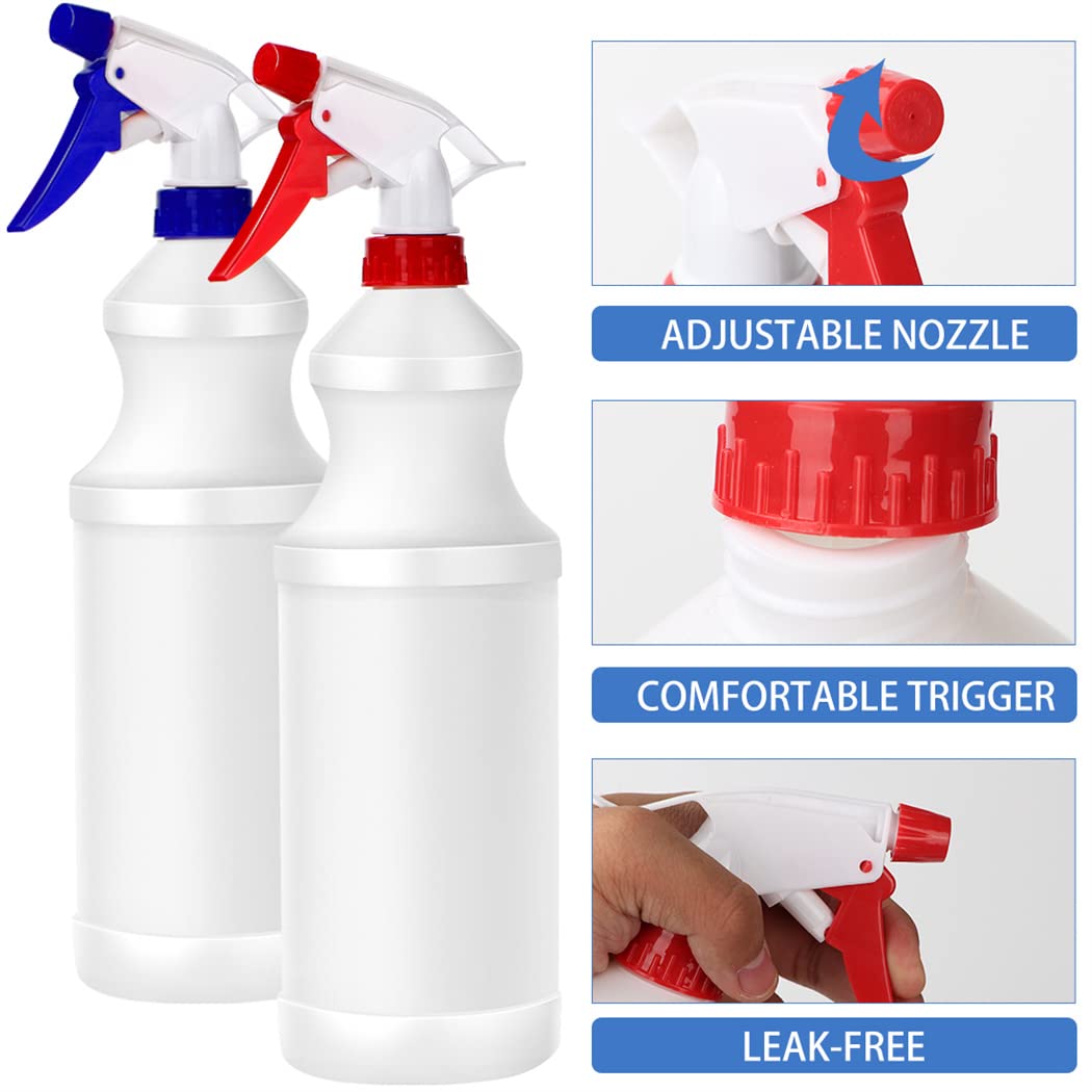 CUNQN Spray Bottle Plastic Spray Bottle Spray Bottles Plastic Spraying Water Bottle 1000ml Empty Spray Bottle Cleaning with Adjustable Nozzle Trigger Sprayer for Housekeeping Office Plants Hair 2PCS