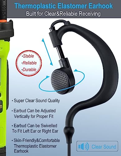 commountain CP200D CLS1410 Earpiece Compatible for Motorola Radios R2 CLS1110 CP100D CP200 CP185 BPR40 BPR40D DTR700 DTR650 RDU4100 RDU4160D RMU2040 RMU2080D CLS CP, G Earhook Headset Ear Piece-2 Pack