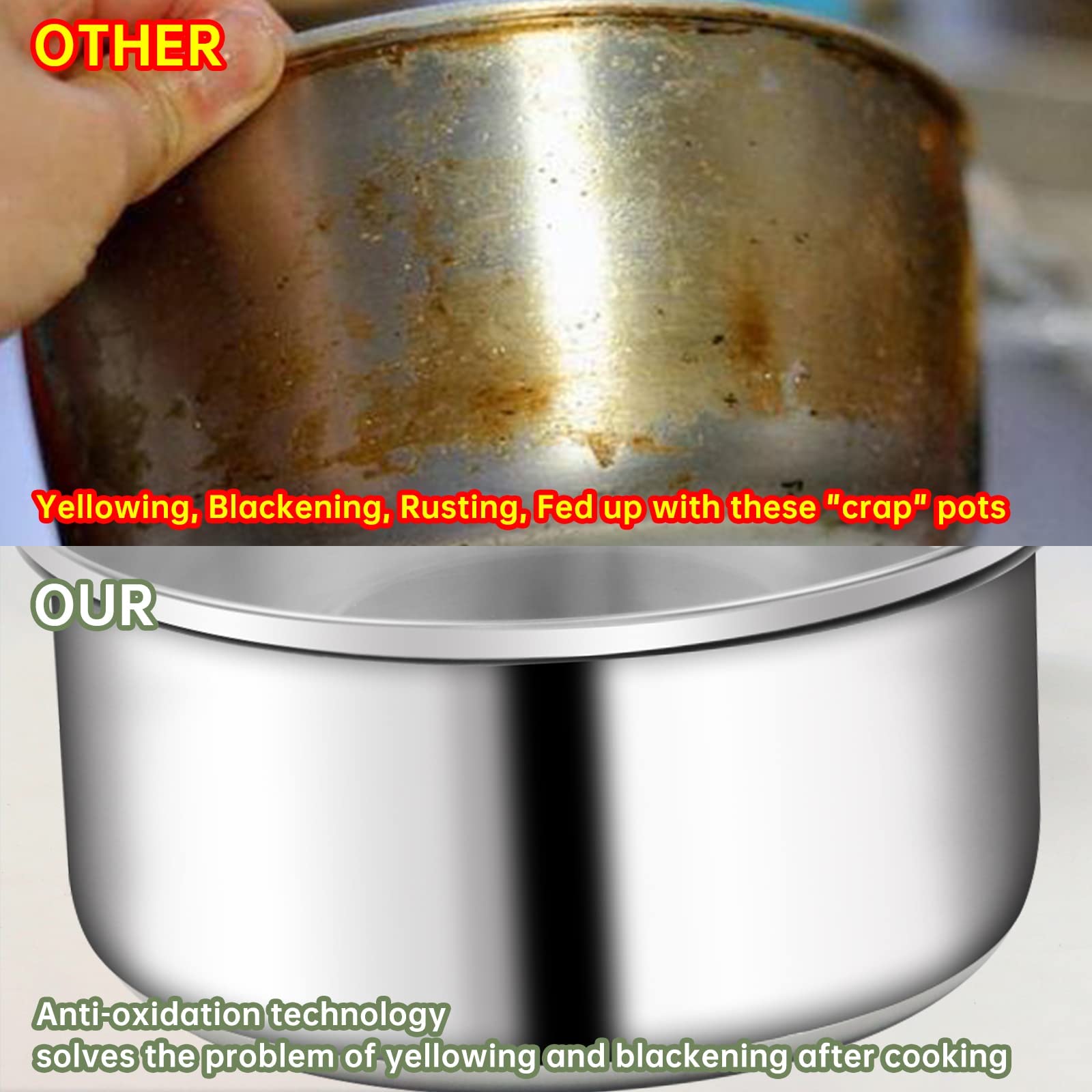 Flamingpan 1.5QT Stainless Steel Saucepan with Glass Lid, Small Pot for Cooking Soups, Sauces, Durable, Rust-Resistant & Non-discoloring Pot with Lid, Sauce Pan & Easy to Clean
