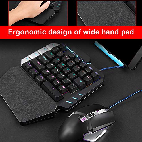 One-Handed Gaming Keyboard, 38 Keys Mechanical Numpad with LED Backlit, Gaming Keypad for PC Gamer, Wired USB Numeric Keypad, Portable Mini Number Pad