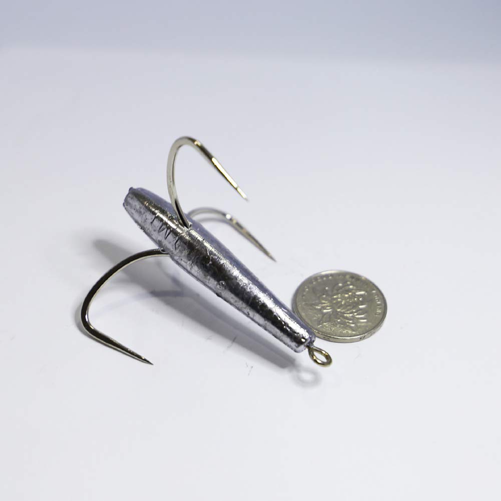 DDfishing Anchoring Fish Treble Hooks Heavy Duty Snagging Sharp Lead Head Hook for Reservoir Pond Baits Tackle Fishing Rigging 4 Pieces (55)