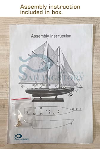 SAILINGSTORY Wooden Sailboat Model Ship Bluenose 1/85 Scale Replica Schooner Sailboat Decor Medium