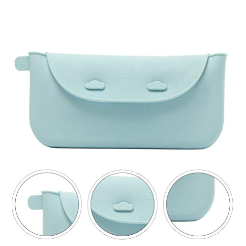 NUOBESTY Portable Tableware Box Cutlery Holder Bags Silicone Waterproof Storage Case for Baby Spoons Flatware Home Travel Bag (Blue)