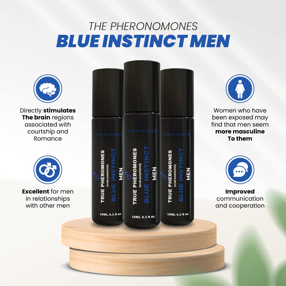 Equivalence Real Power Pheromones (Pure AndrosteNONE) Blue Instinct Men - Potent Pheromone Formulation- Bottle 0.3oz Roll-oN (Pheromones for Men)