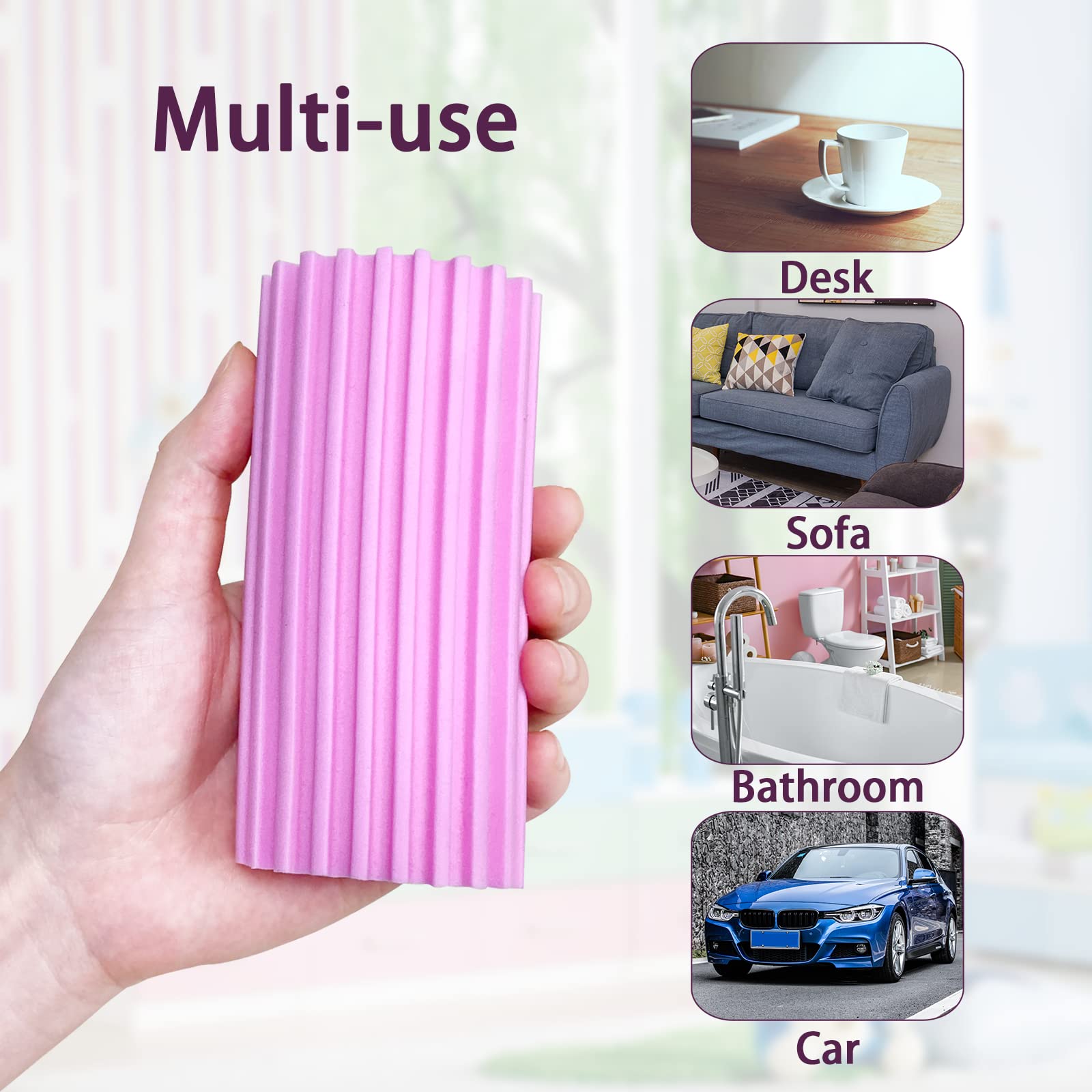 Damp Clean Duster Sponge, Sponge Cleaning Brush, PVA Sponge, Duster for Cleaning Blinds, Glass, Baseboards,Vents, Railings, Mirrors, Window Track Grooves and Faucets