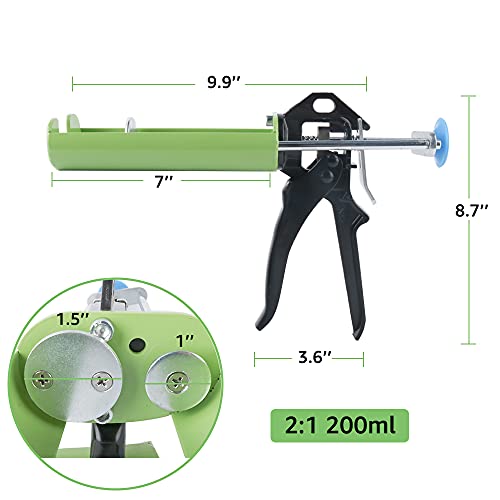 Epoxy Gun 200 mL/6.75 fl oz (2:1 Mix Ratio) Dual Component Adhesive Cartridge Applicator Manual, Panel Bond Gun for 08115-08116 (Vitality Green)