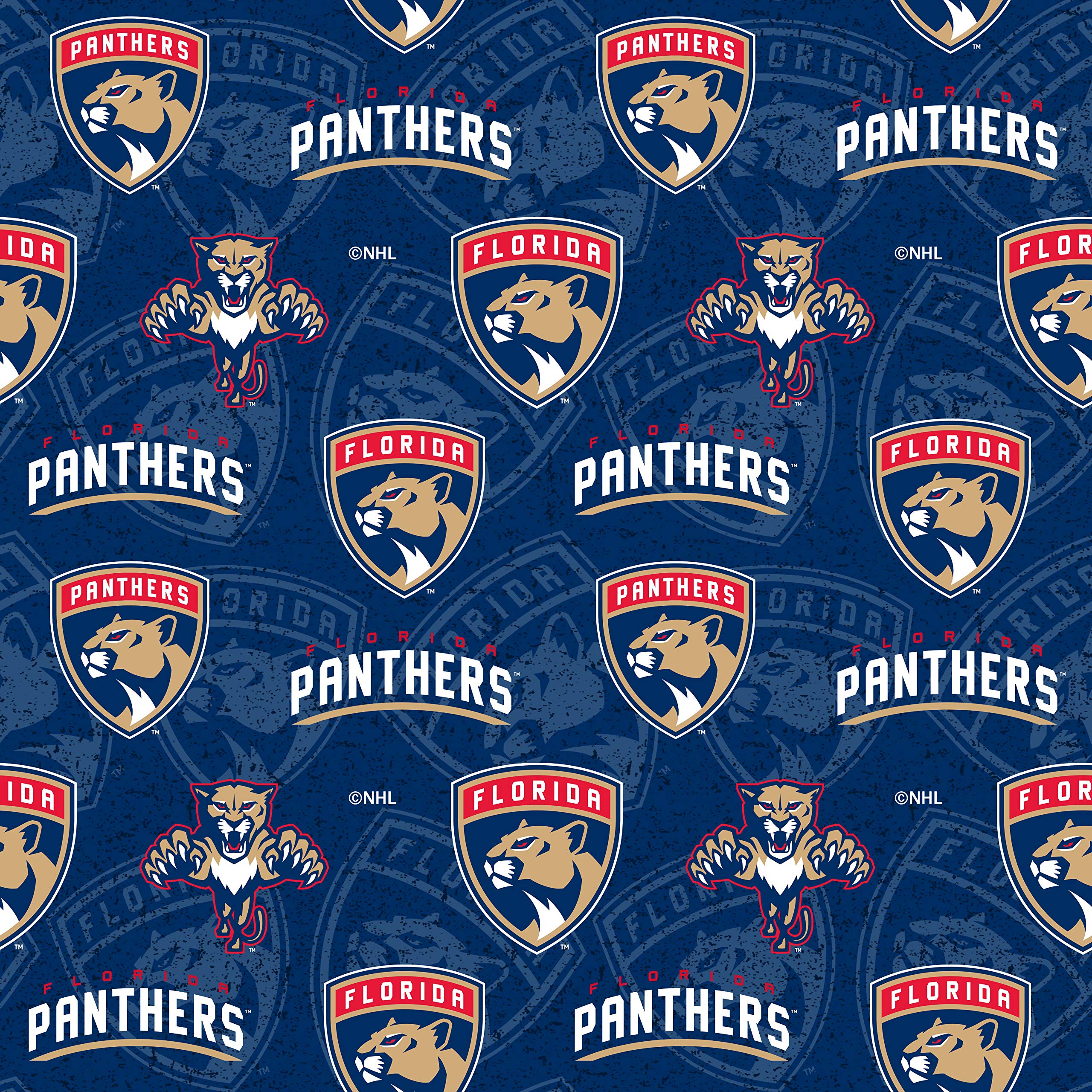 SYKEL ENTERPRISES Florida Panthers Cotton Fabric W/Tone on Tone Design-Sold by The Yard