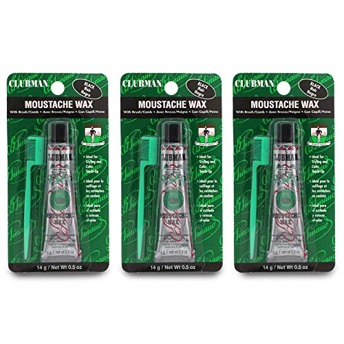 Clubman Moustache Wax Hang Pack Black 0.5 oz x 3 packs