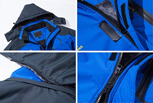 TACVASEN Winter Jacket Men Waterproof fleece Jacket Snowboarding Ski Jacket Military Tactical Jacket Coat Parka Hooded Raincoat, Black, L