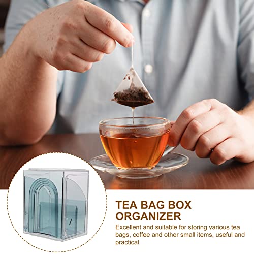 Plastic Tea Bag Organizer Clear Tea Bag Holder for Kitchen Pantry Cabinets Countertops Sugar Packet Coffee Condiment Spices Pouches Blue