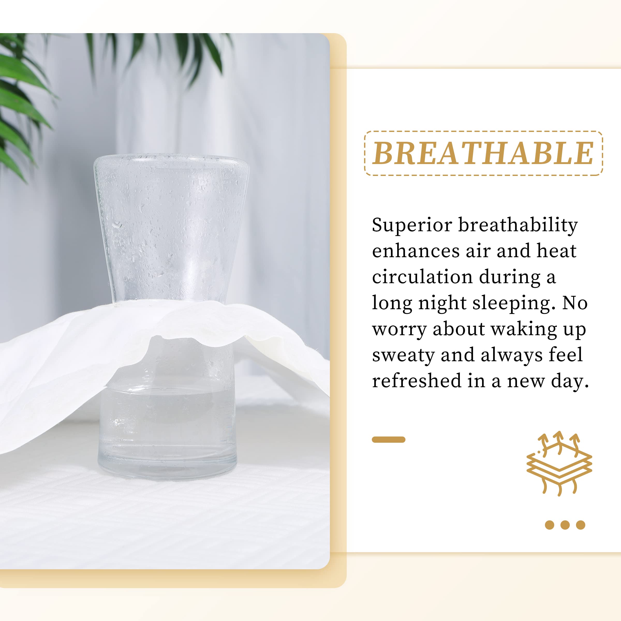 Quilted Fitted Queen Mattress Pad Cover, Waterproof Mattress Protector, Deep Pocket Elastic Fits Up to 21'', Breathable Soft Alternative Filling Mattress Pad