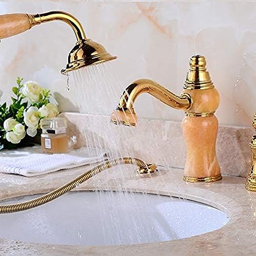Kitchen & Bath Fixtures Taps Faucet,Golden Pull Faucet Basin Split Basin Faucet Bathroom Cabinet Three Holes Hot and Cold Three-Piece,Bathroom Basin Faucet