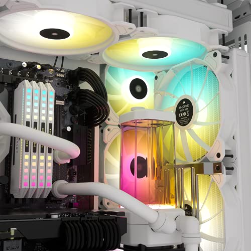 CORSAIR iCUE 7000X RGB Full-Tower ATX PC Case – Three Tempered Glass Panels – Spacious Interior – Easy Cable Management – 4x CORSAIR SP140 RGB ELITE Fans Included – White
