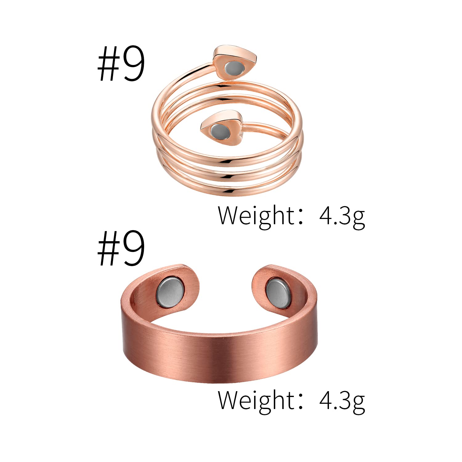 Copper Bracelets and Rings for Women Magnetic Pure Copper Crystal Bracelets, Jewelry Gift