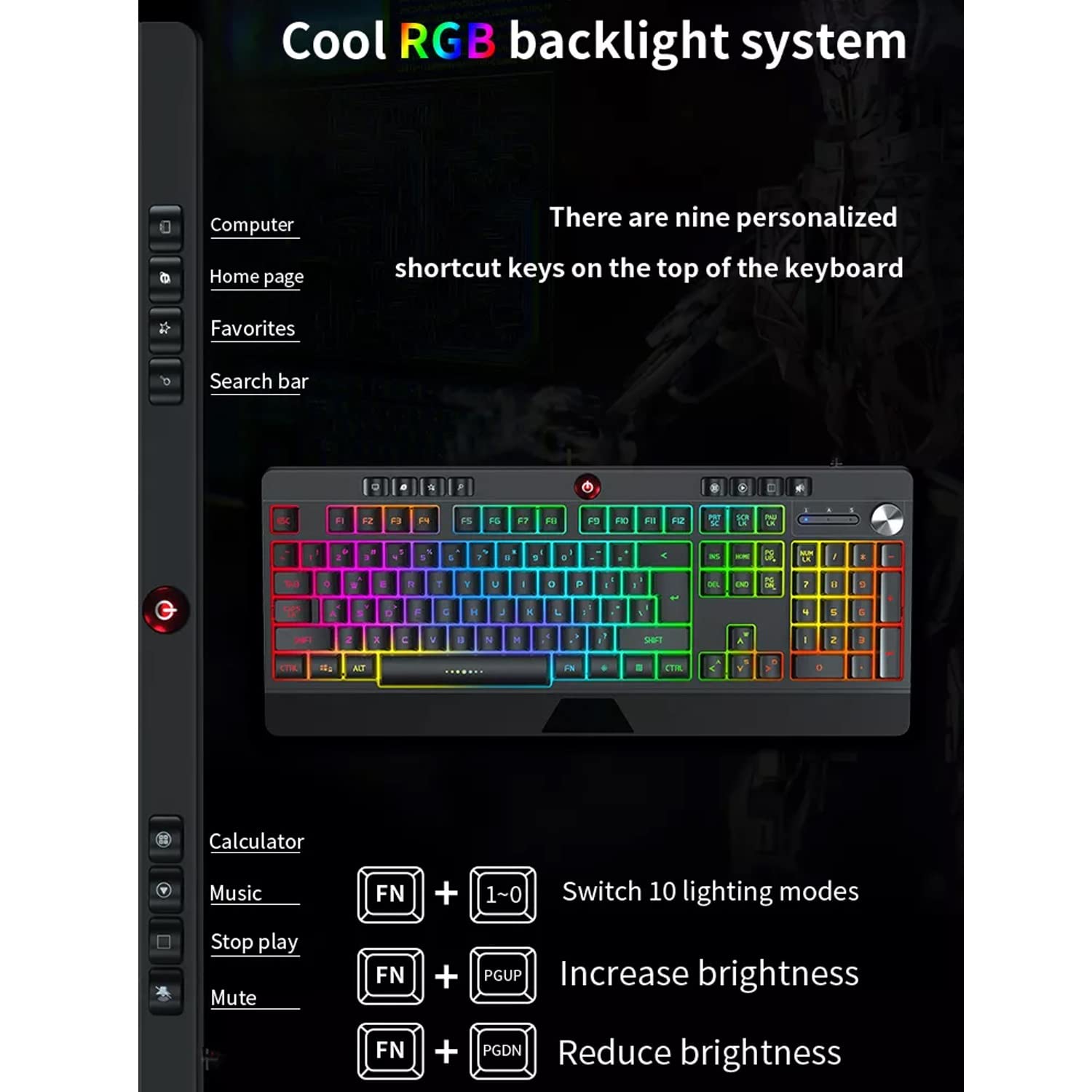 EXHNLE Gaming Keyboard and Mouse Combo Rainbow LED Backlit USB Wired Key Board with Mice 104 Key Layout Mechanical Feel Honeycomb Mice for Gamer Laptop (Color : White)