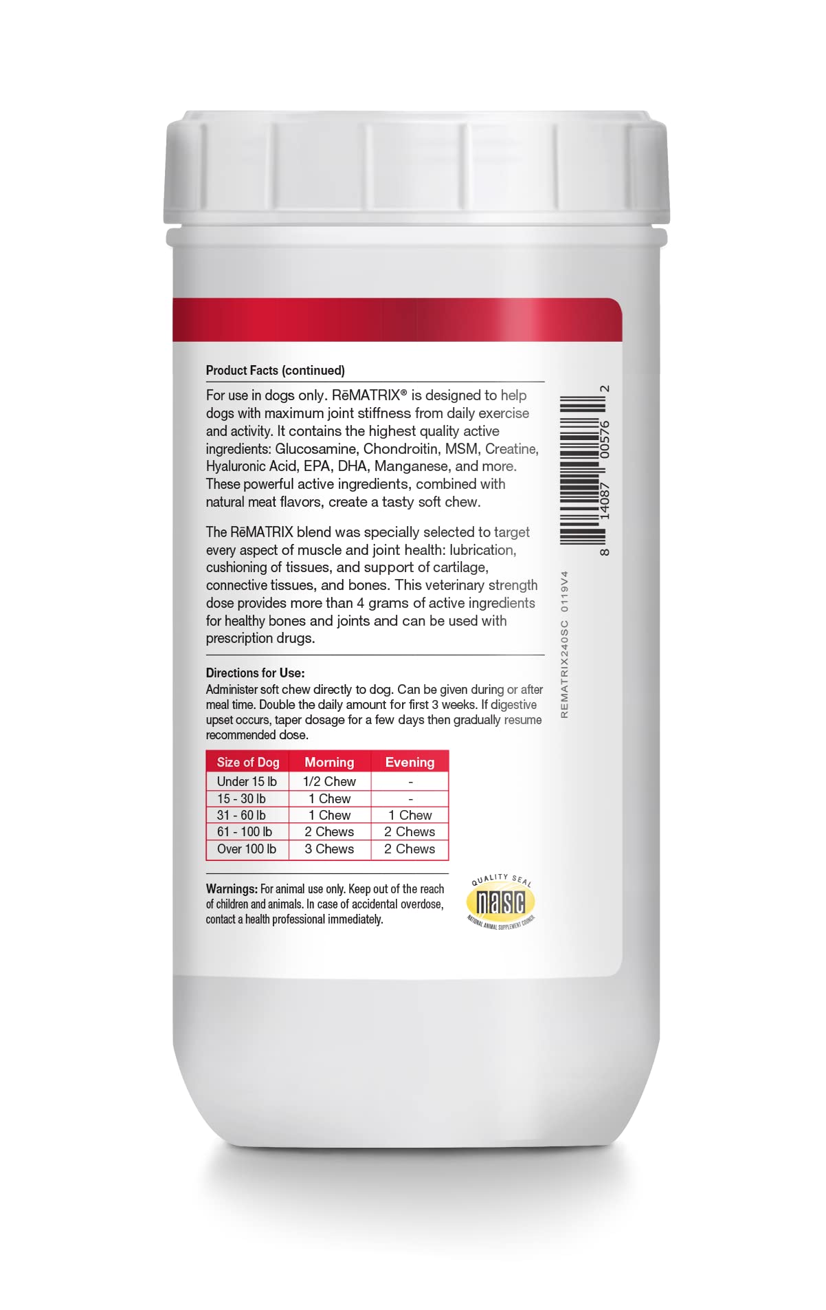 Pet Health Solutions PHS ReMATRIX Joint Support Supplement for Dogs - Glucosamine, Chondroitin, MSM, Omega-3 - Hip and Joint Pain Relief and Support for Dogs - Made in USA - 240 Soft Chews