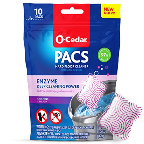 O-Cedar EasyWring RinseClean Microfiber Spin Mop & Bucket Floor Cleaning System & PACS Hard Floor Cleaner & PACS Hard Floor Cleaner, Lavender Scent 10ct (1-Pack)