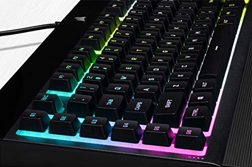 Corsair K55 RGB PRO XT - Dynamic Per-Key RGB Backlighting - Six Macro Keys with Elgato Stream Deck Software Integration-IP42 Dust and Spill-Resistant-Detachable Palm Rest-Media and Volume Keys-Black