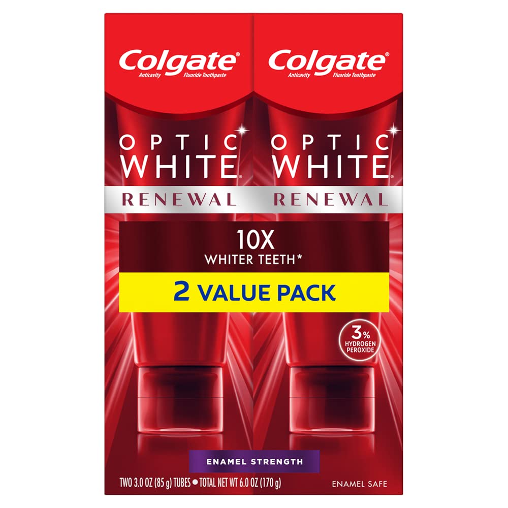 Colgate Optic White Renewal and Pro Series Whitening Toothpaste Bundle (2 Pack)