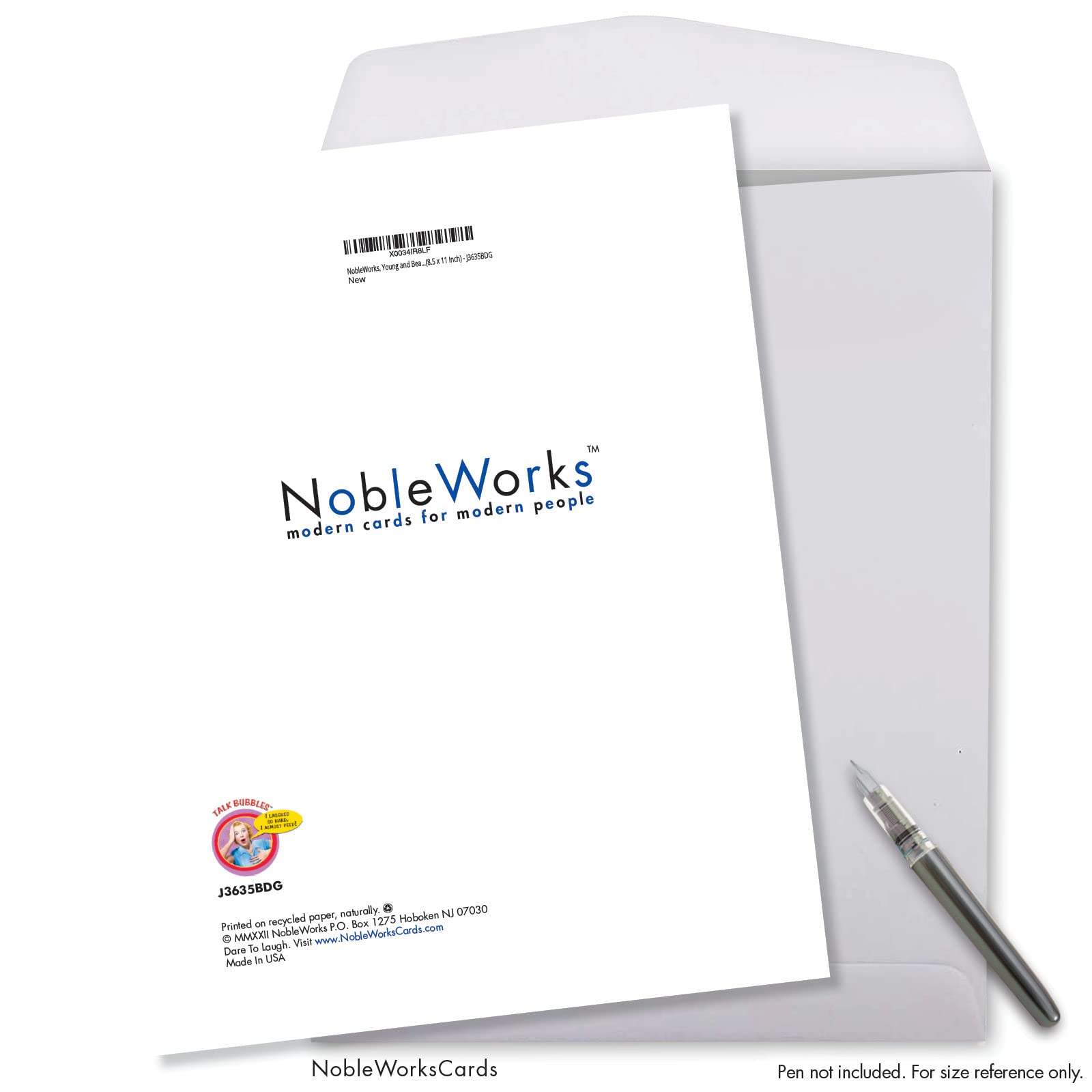 NobleWorks - Big Funny Birthday Greeting Card 8.5 x 11 Inch with Envelope (1 Pack) Large Jumbo Bday Card for Women Young and Beautiful J3635BDG