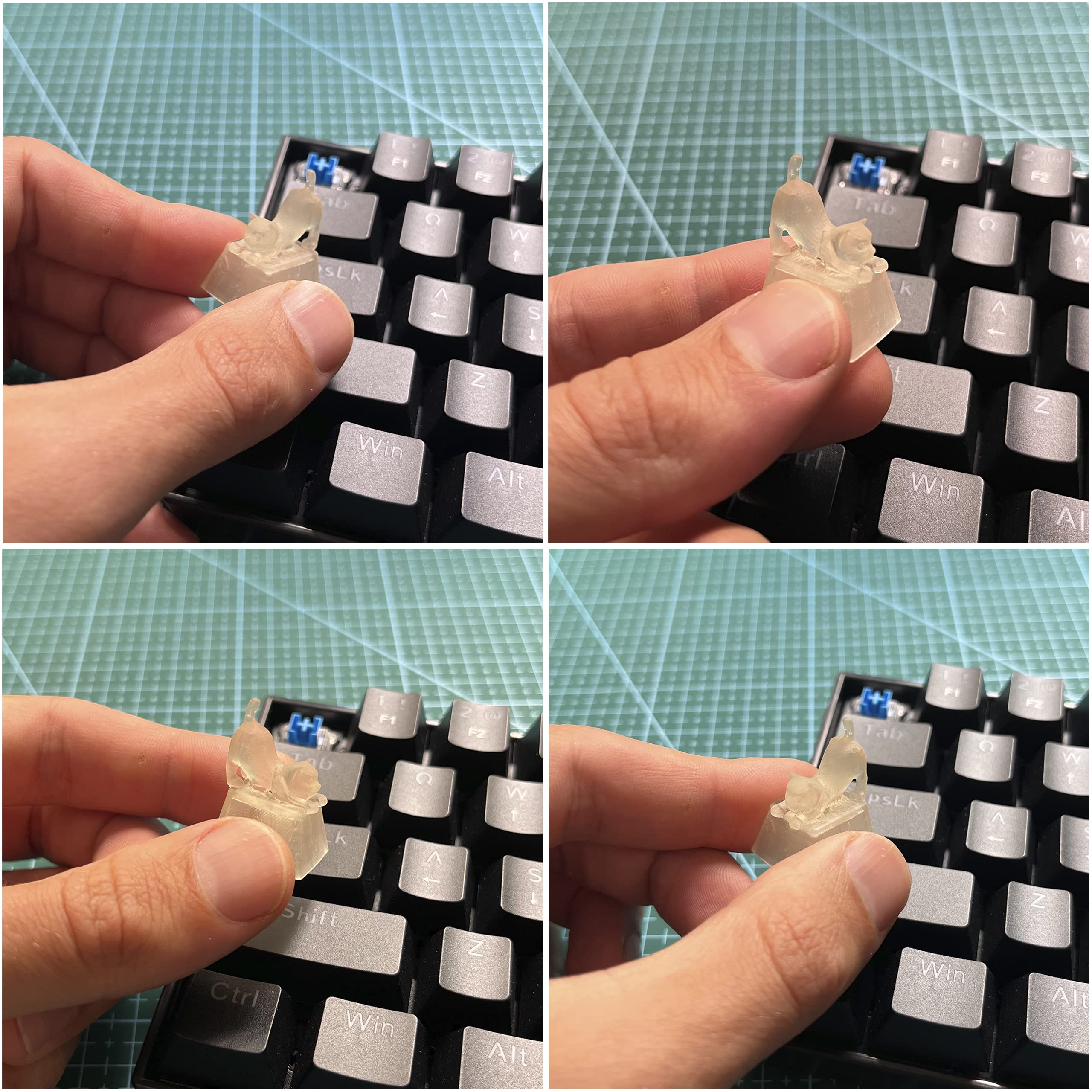 Custom Keycap for Mechanical Gaming Keyboard - Design CAT Playing - Artisan Cherry MX Made in Resin with Universal Compatibility - Unique Gift Idea (Cute Cat Playing)