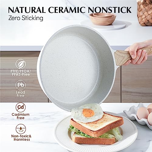 SENSARTE Nonstick Ceramic Sauté Pan 12-Inch, Non-toxic Deep Frying Pan Skillet with Lid, Healthy Jumbo Cooker, Stay Cool Handle, Induction Compatible, PFOA & PFAS Free
