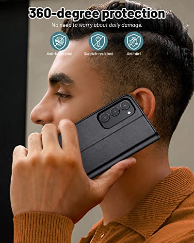 OCASE Compatible with Galaxy S23 5G Wallet Case, PU Leather Flip Folio Case with Card Holders RFID Blocking Kickstand [Shockproof TPU Inner Shell] Phone Cover 6.1 Inch (2023) - Black