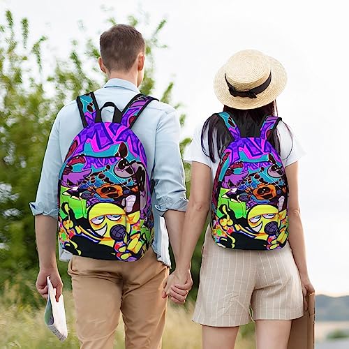 DHOUTSL Canvas Backpacks Friday Night Anime Funkin Laptop Backpack Unisex Multipurpose Double Shoulder Bag for Camping Travle Work Hiking Gifts