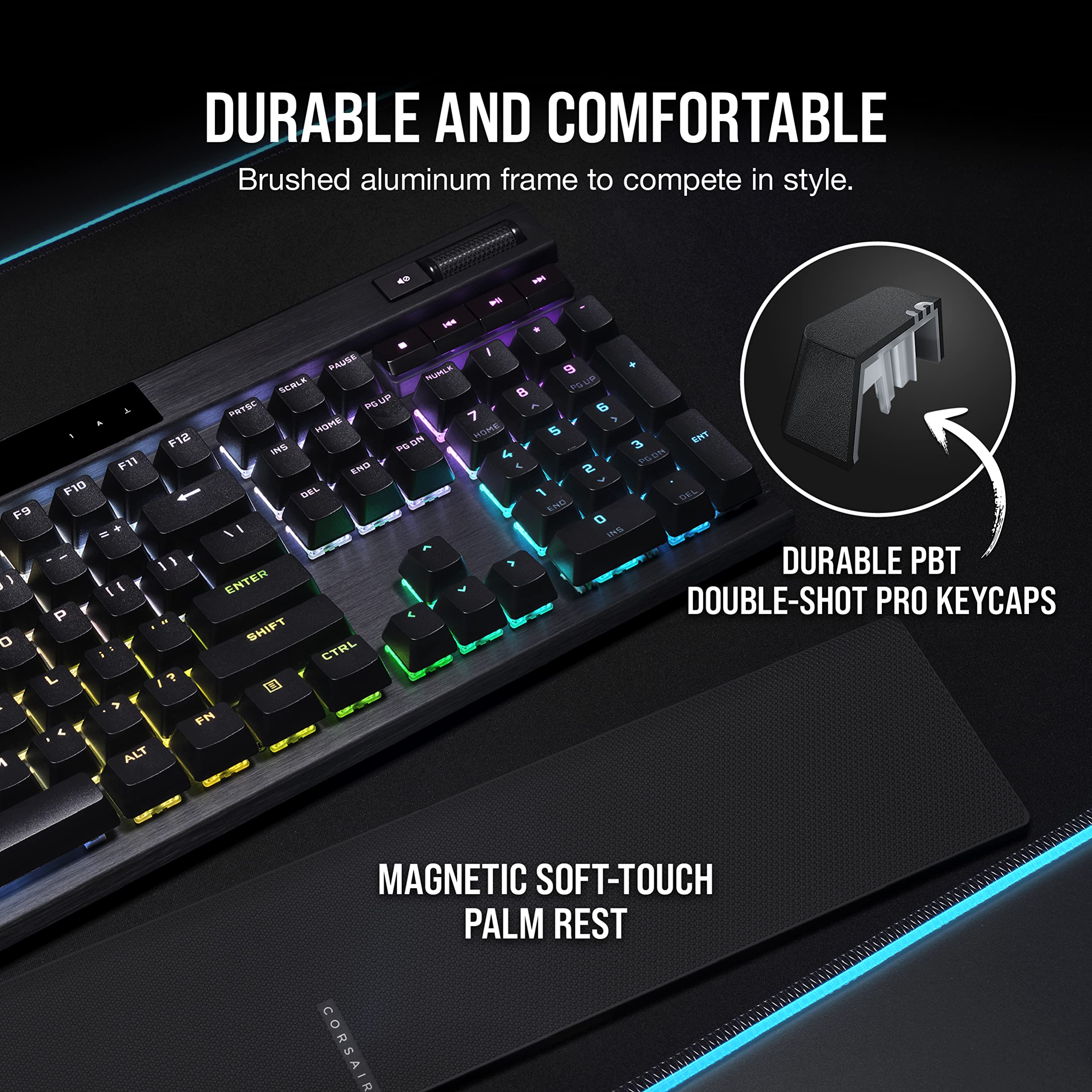Corsair K70 RGB MK.2 Low Profile Mechanical Gaming Keyboard - Linear & Quiet, Backlit RGB LED, Cherry MX Low Profile Red