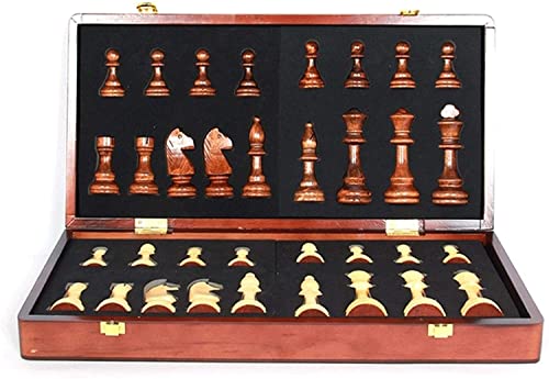 OJOINK Wooden Chess Set, Portable Chess Set for Adults, Folding Wooden Chess Board, for Kids and Adults